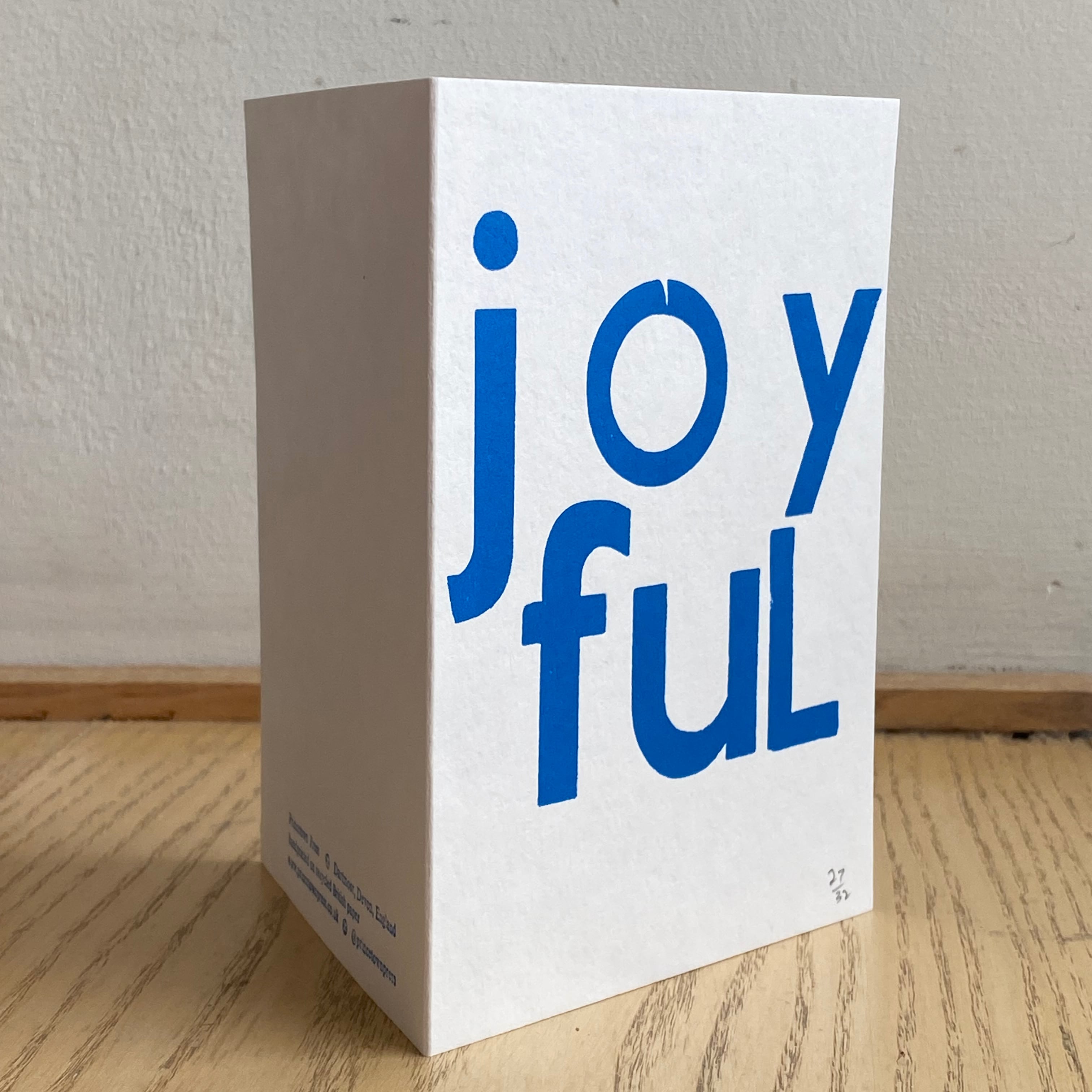 Joyful blue wood type - small poster – Princetown Press